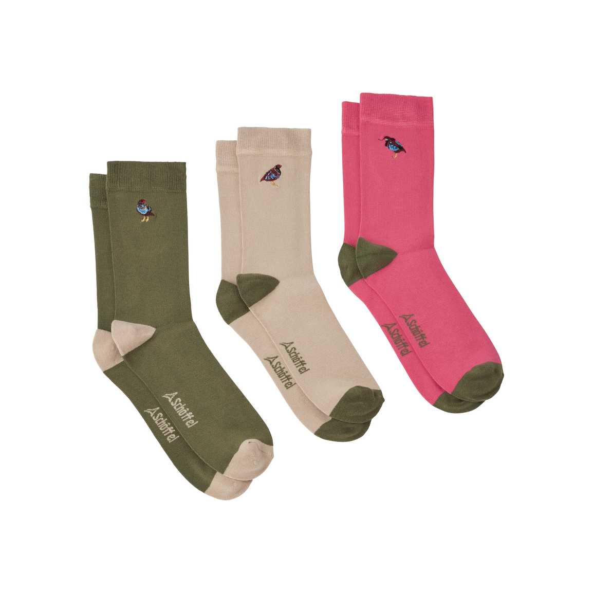 SCHOFFEL LADIES BAMBOO SOCK (BOX OF 3) FRENCH PARTRIDGE ARTICHOKE MIX