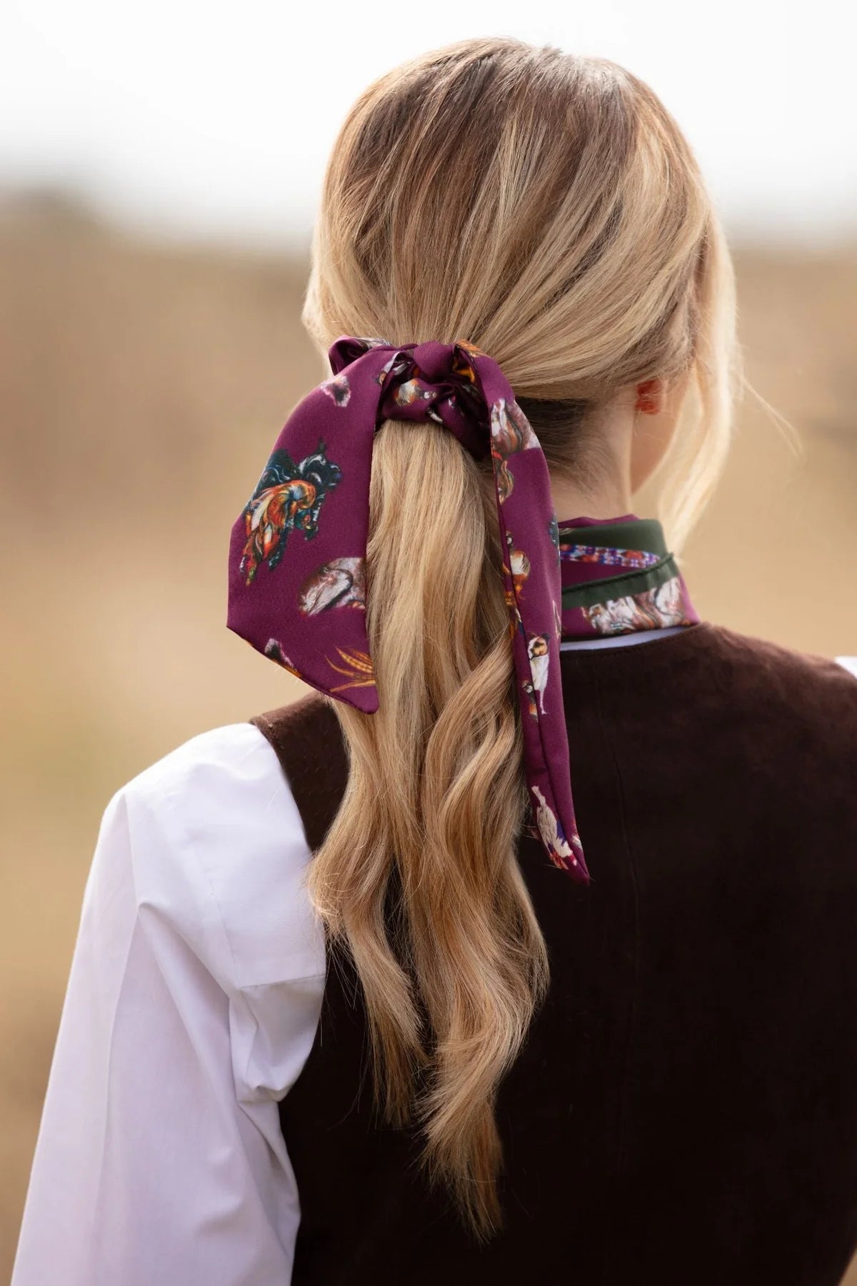 It's A Dogs Life Oxblood Red Medium Tail Silk Scrunchie