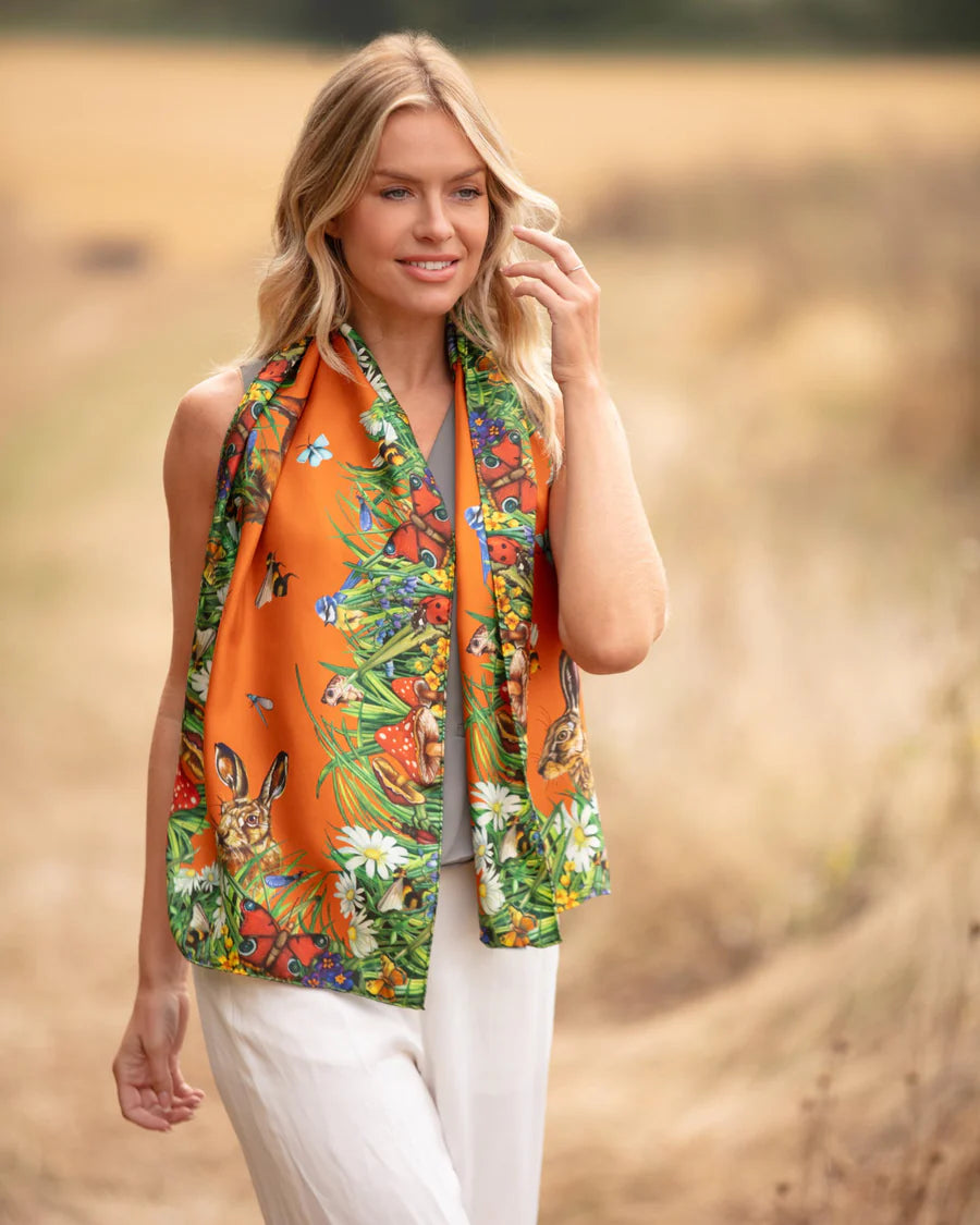 Clare Haggas Spiritual Awakening Saffron Classic Silk Scarf