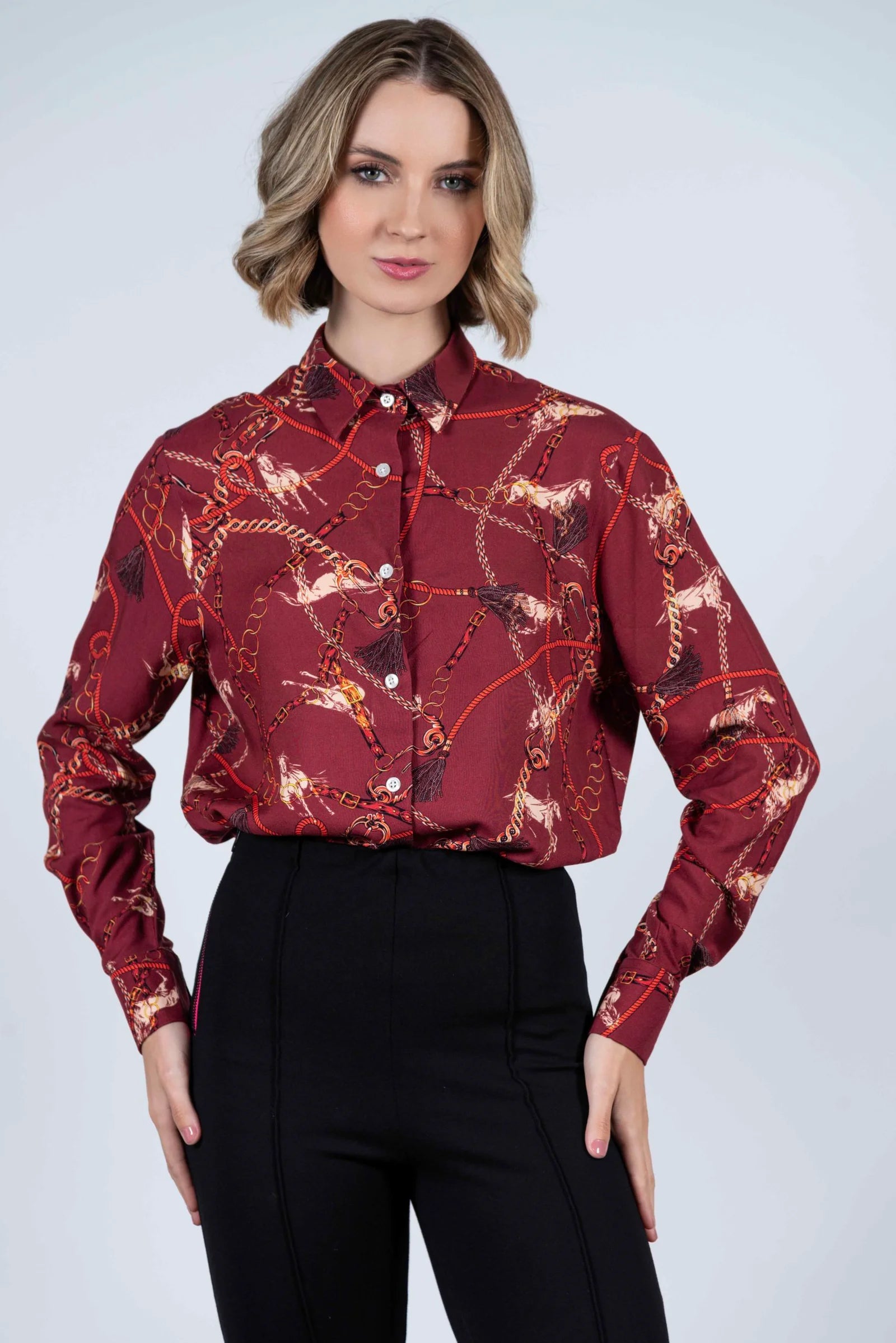 LYDIA chain Horses luxury viscose shirt