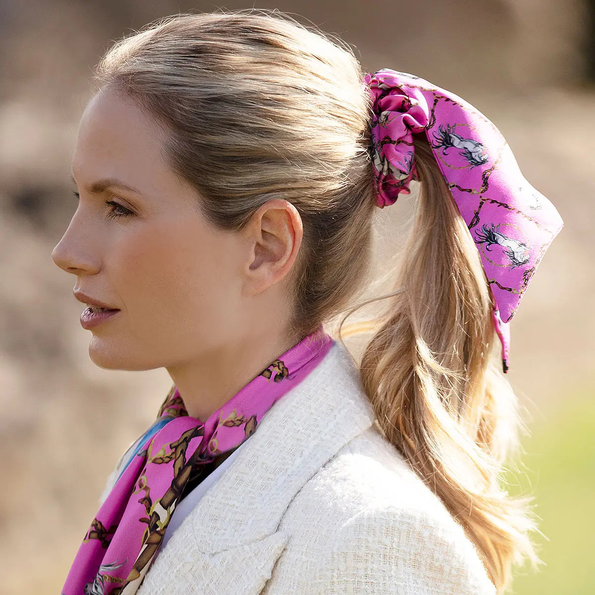 Rearing to Go Scrunchie medium tail Hot Pink